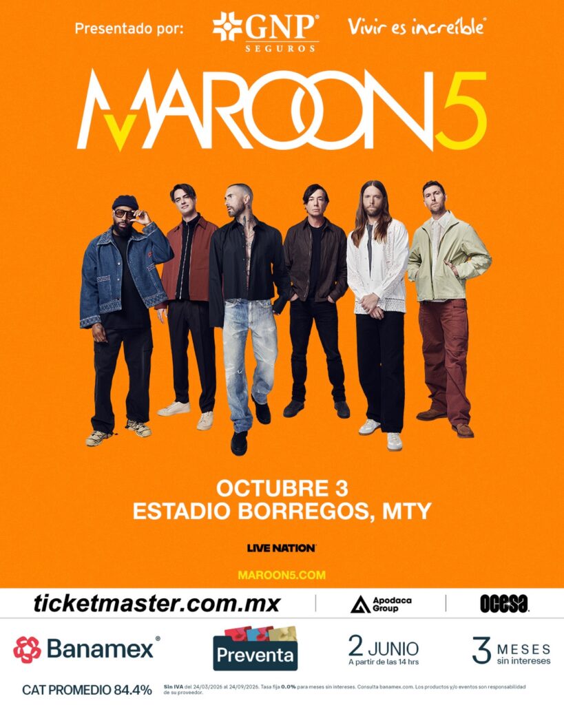 MAROON 5 MONTERREY 2026 ESTADIO BORREGOS